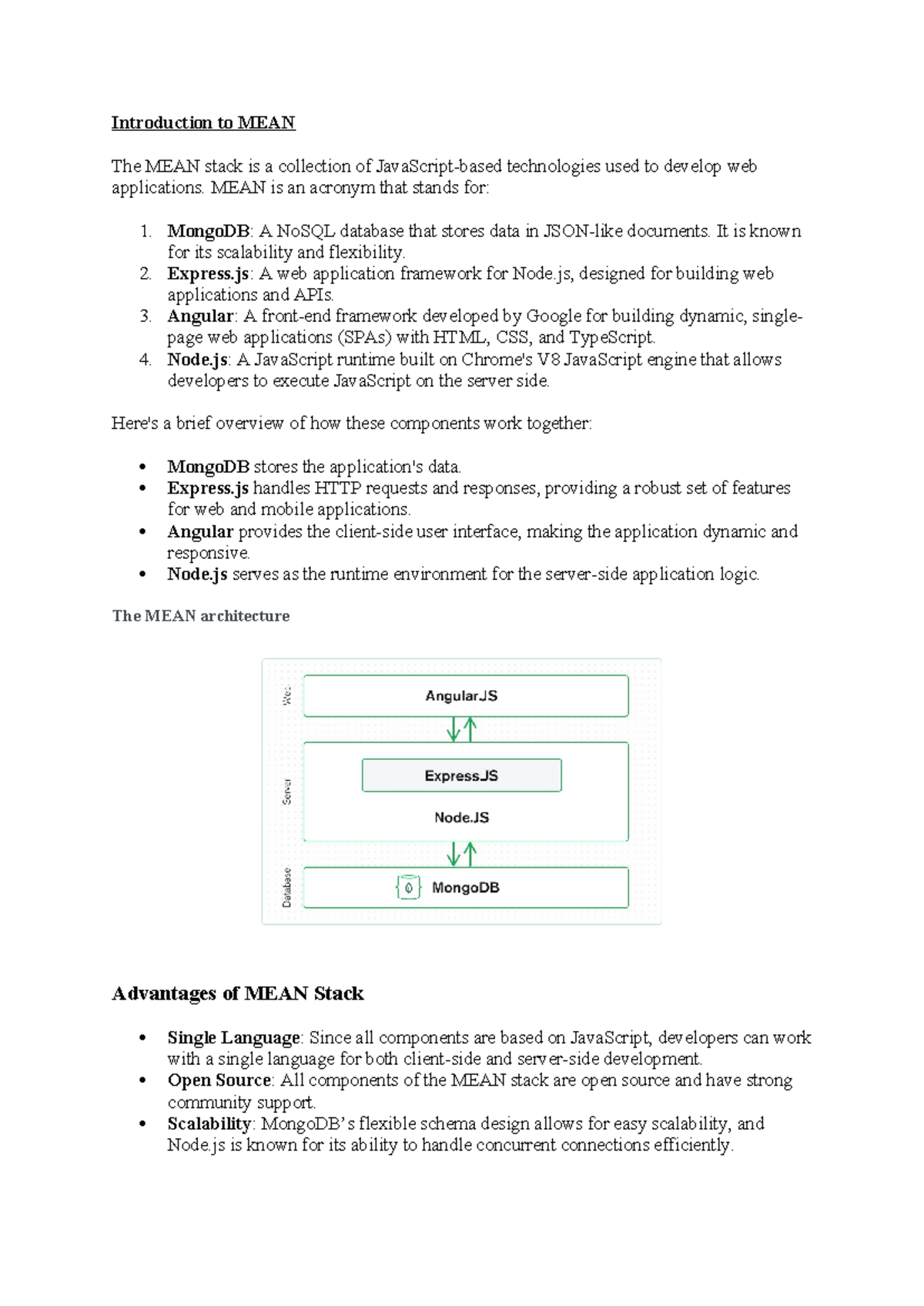 full stack lab manual for cse students - Introduction to MEAN The MEAN stack is a collection of ...