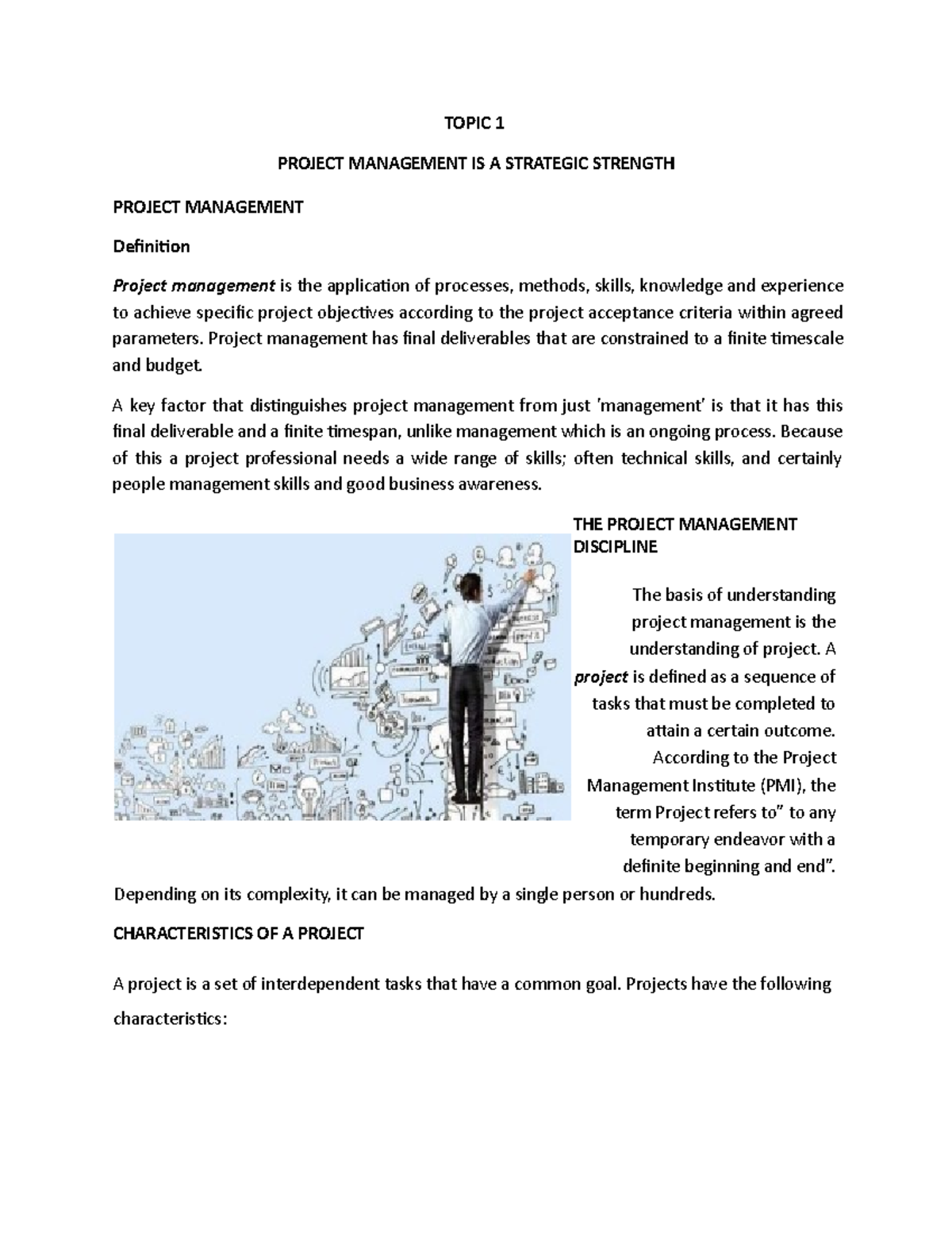 Project Management IS A Strategic Strength - TOPIC 1 PROJECT MANAGEMENT ...