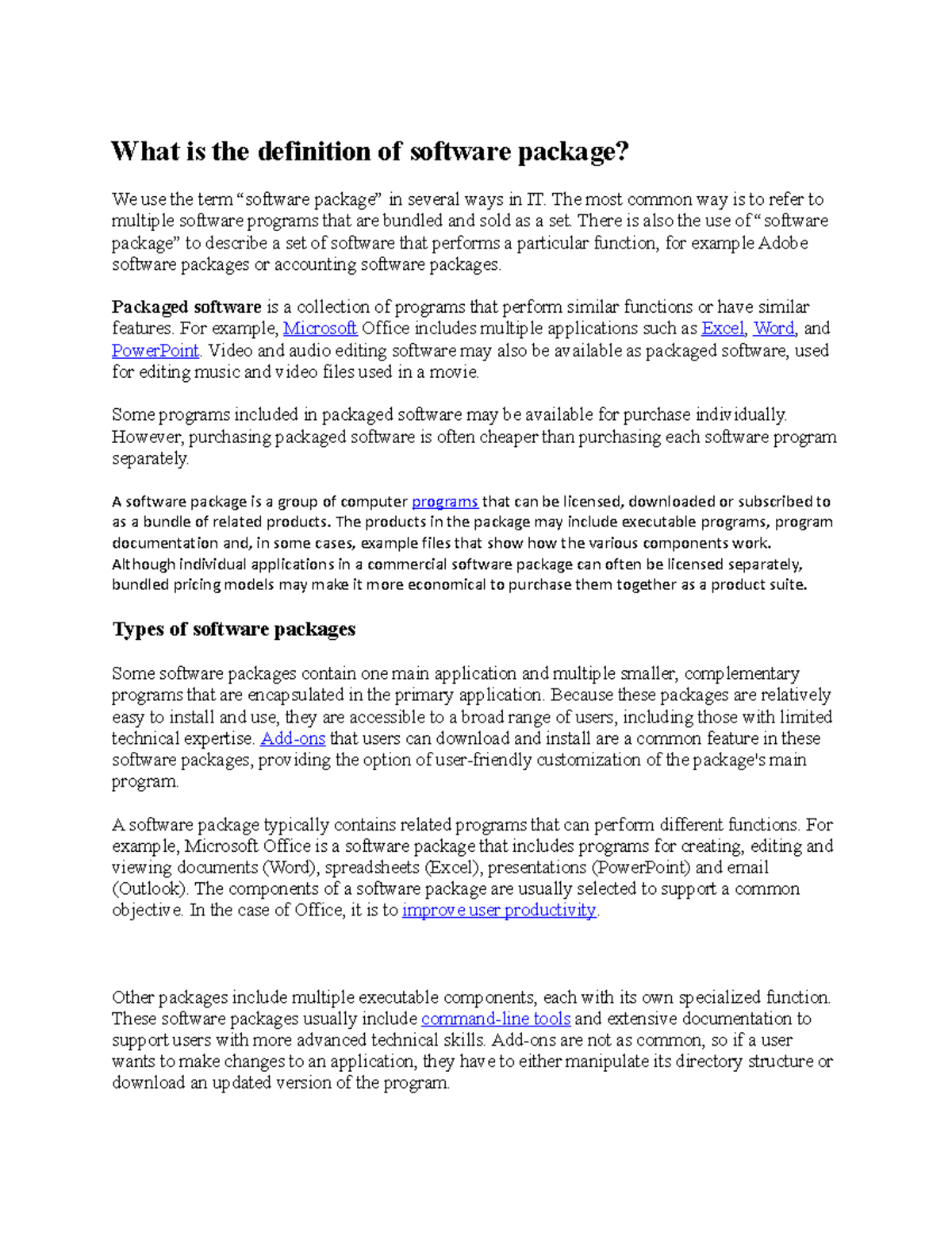 Project MGT Software Package - What is the definition of software ...