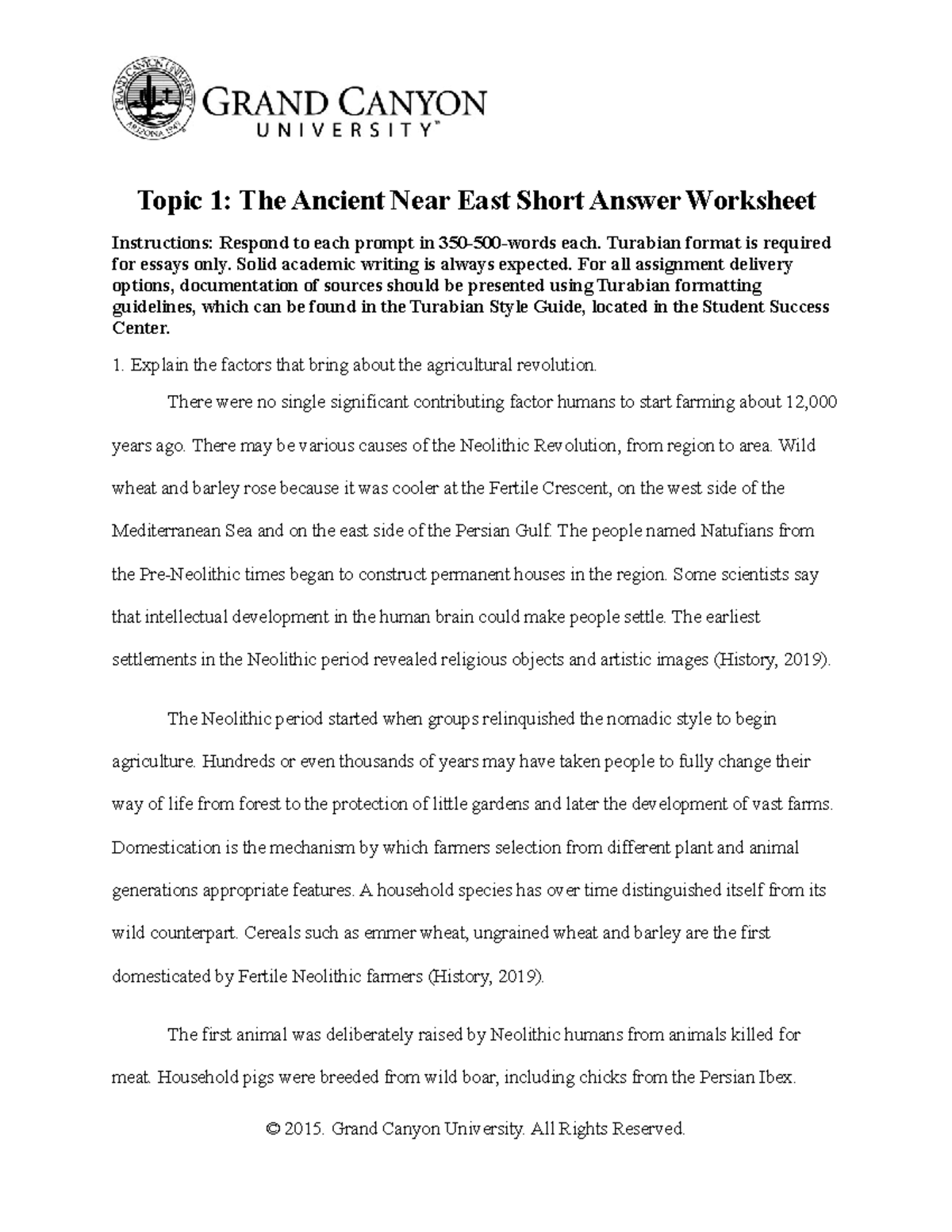 Ancient Near East Worksheet - Topic 1: The Ancient Near East Short ...