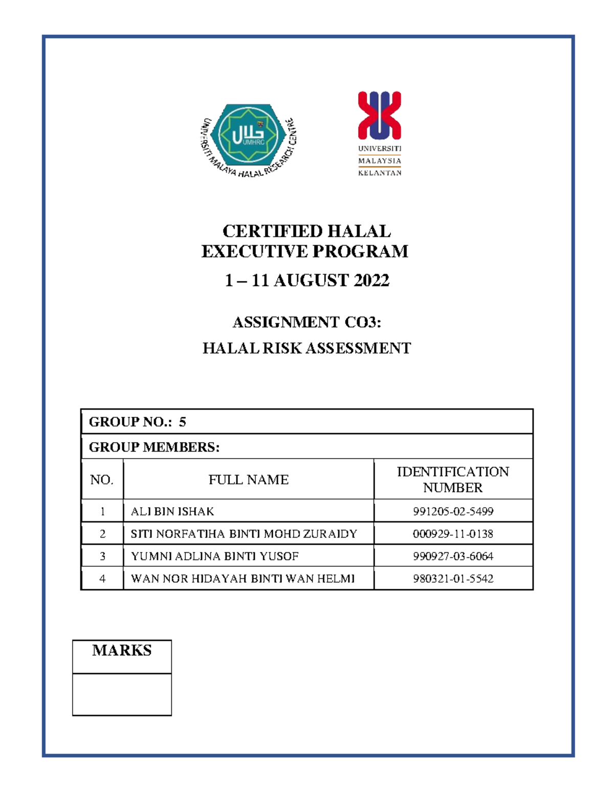 Halal Risk Assessment - CERTIFIED HALAL EXECUTIVE PROGRAM 1 – 11 AUGUST ...