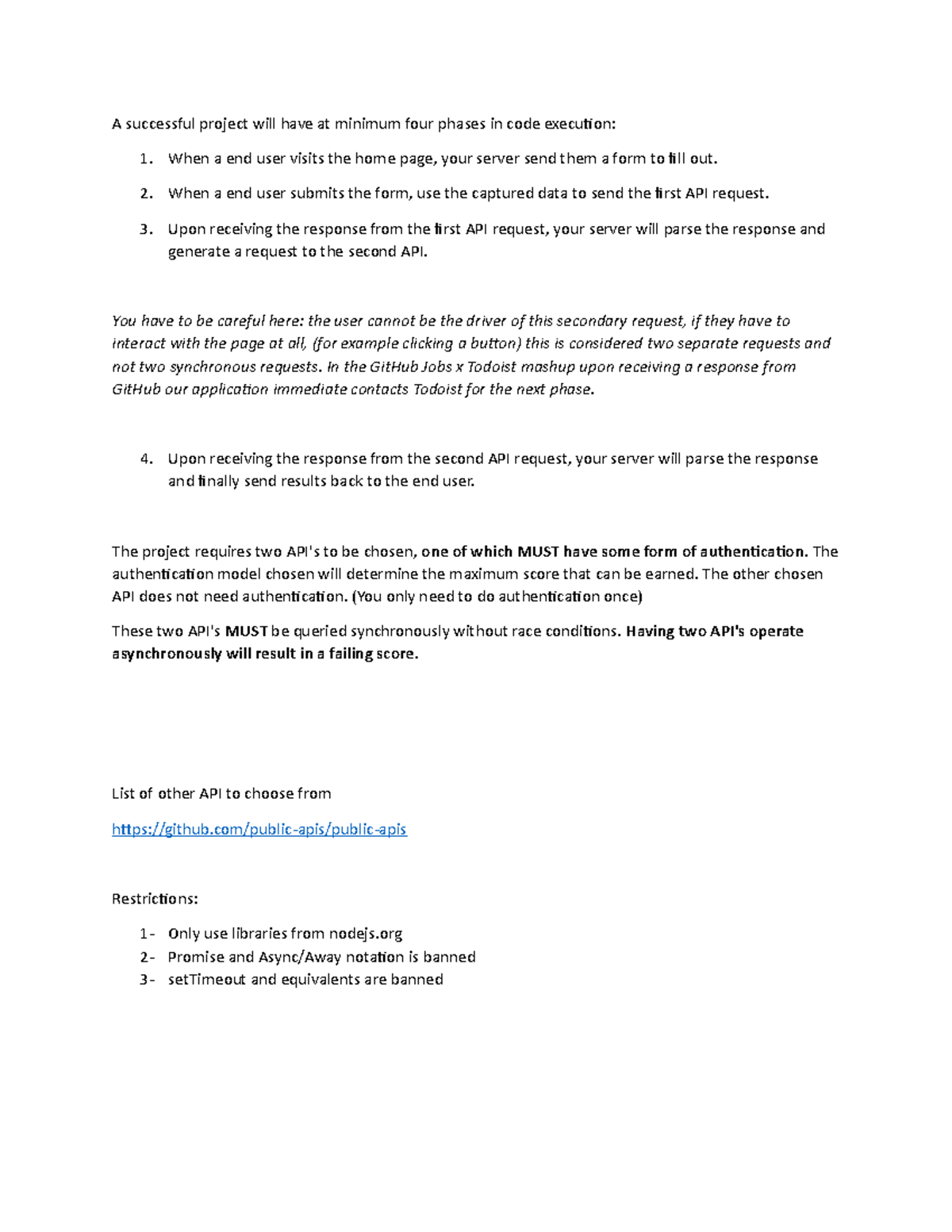 Requirements - note - A successful project will have at minimum four ...