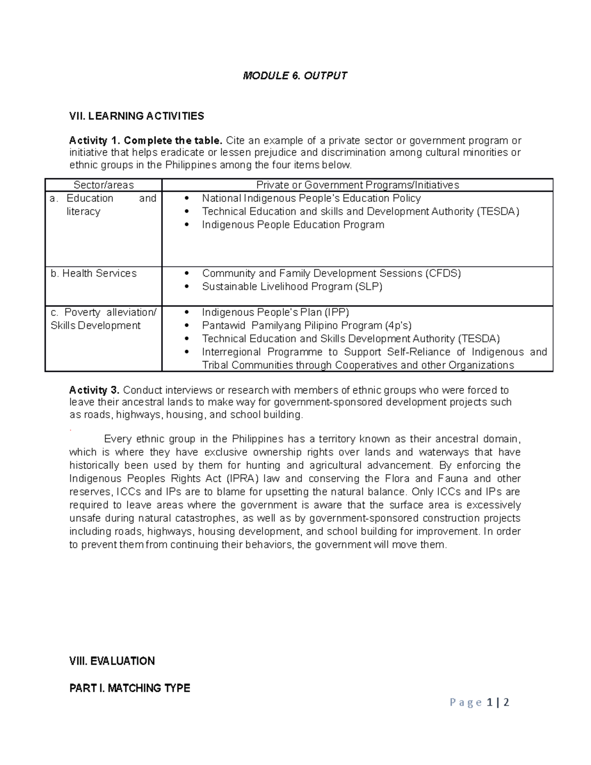 Module 6 - It contains the learning objectives are brief statements ...
