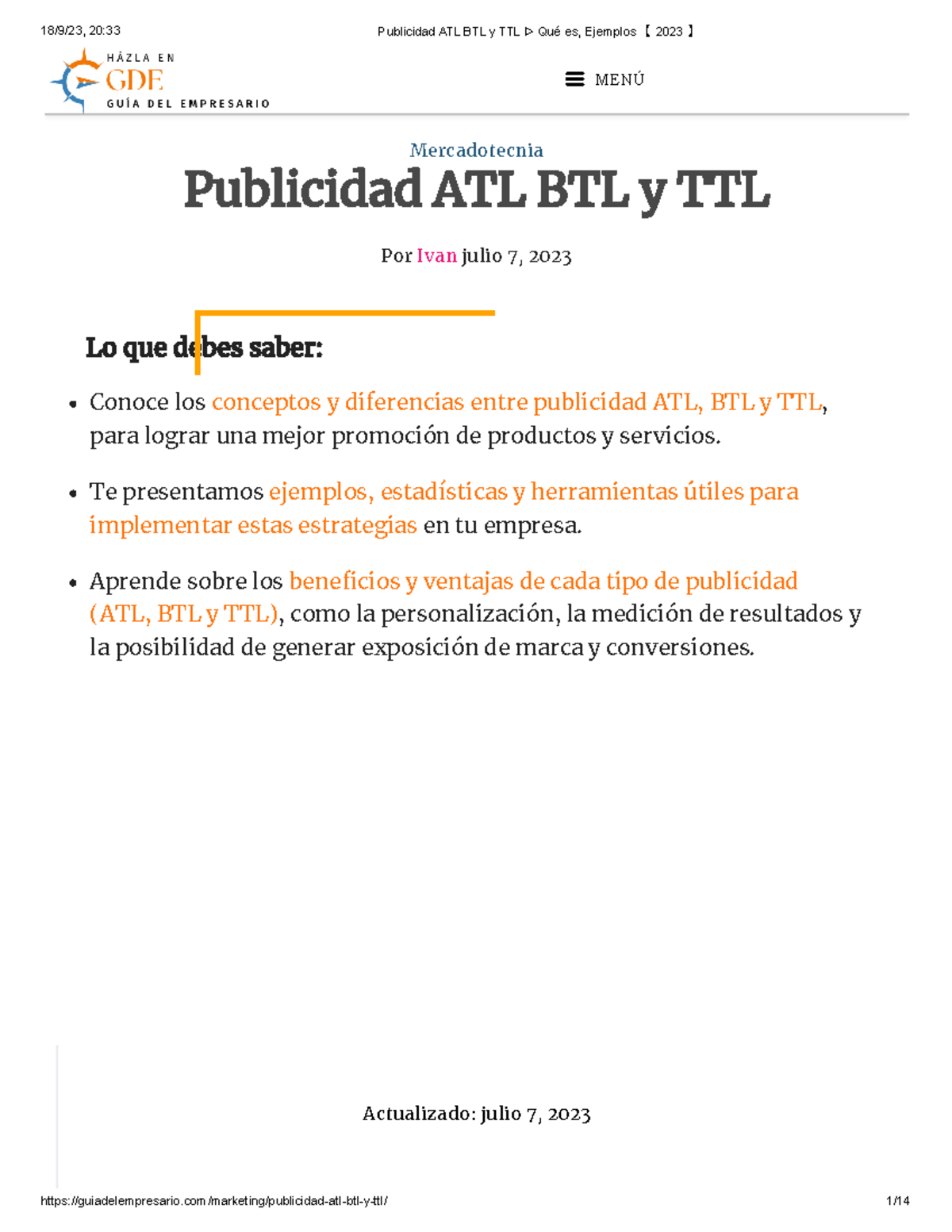 Publicidad ATL BTL y TTL Qué es, Ejemplos 【 2023 】 - Mercadotecnia Publicidad ATL BTL y TTL Por ...