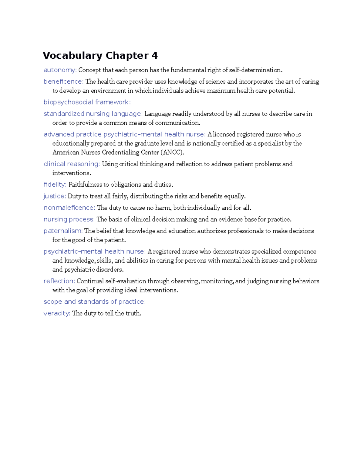 Vocabulary Chapter 4 - terms - Vocabulary Chapter 4 autonomy: Concept ...