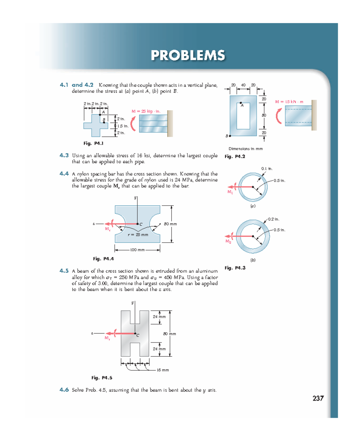 4 Pure Bending - PROBLEMS 237 4 and 4 Knowing that the couple shown ...