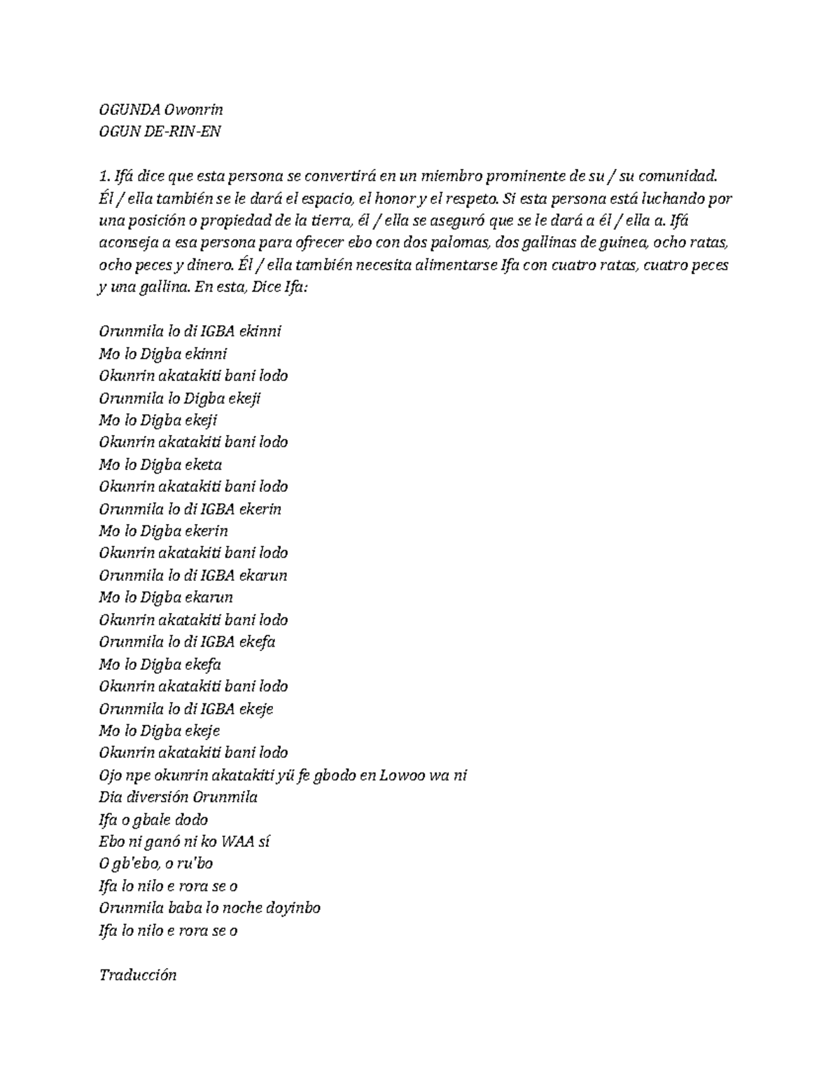 7-ogunda-owonrin-ingles compress - OGUNDA Owonrin OGUN DE-RIN-EN Ifá ...