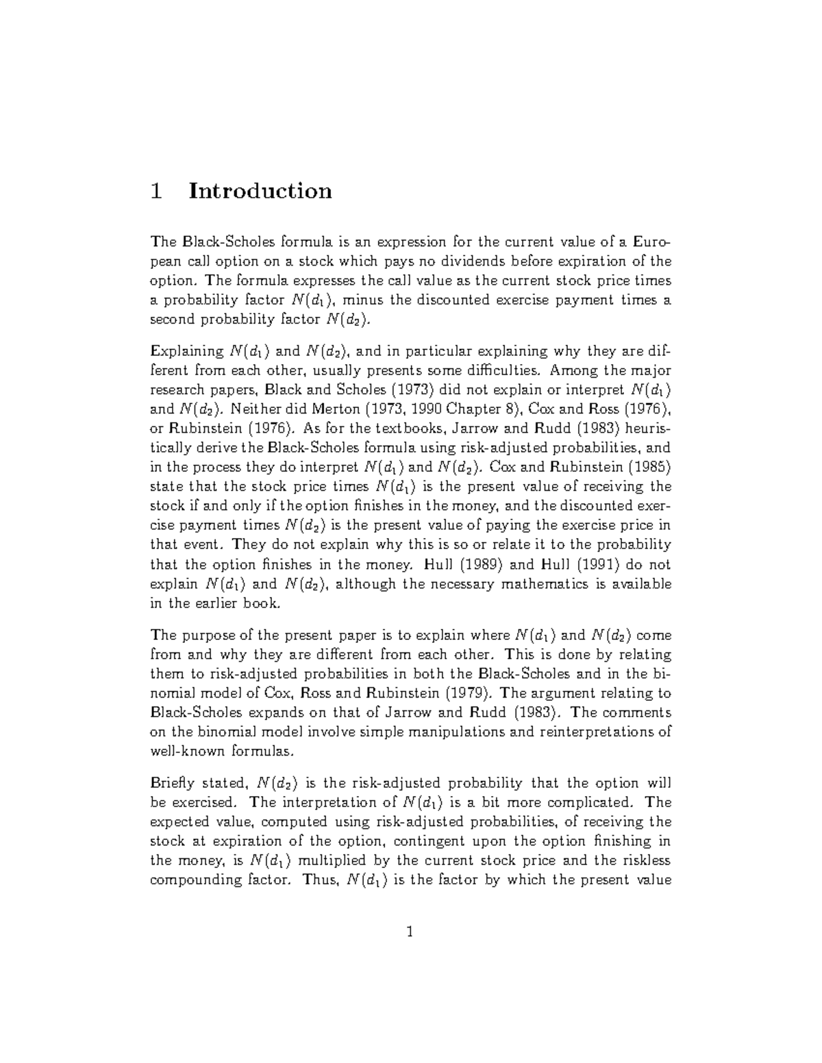 Understanding N(d1) and N(d2) - 1 Introduction The Black-Scholes ...