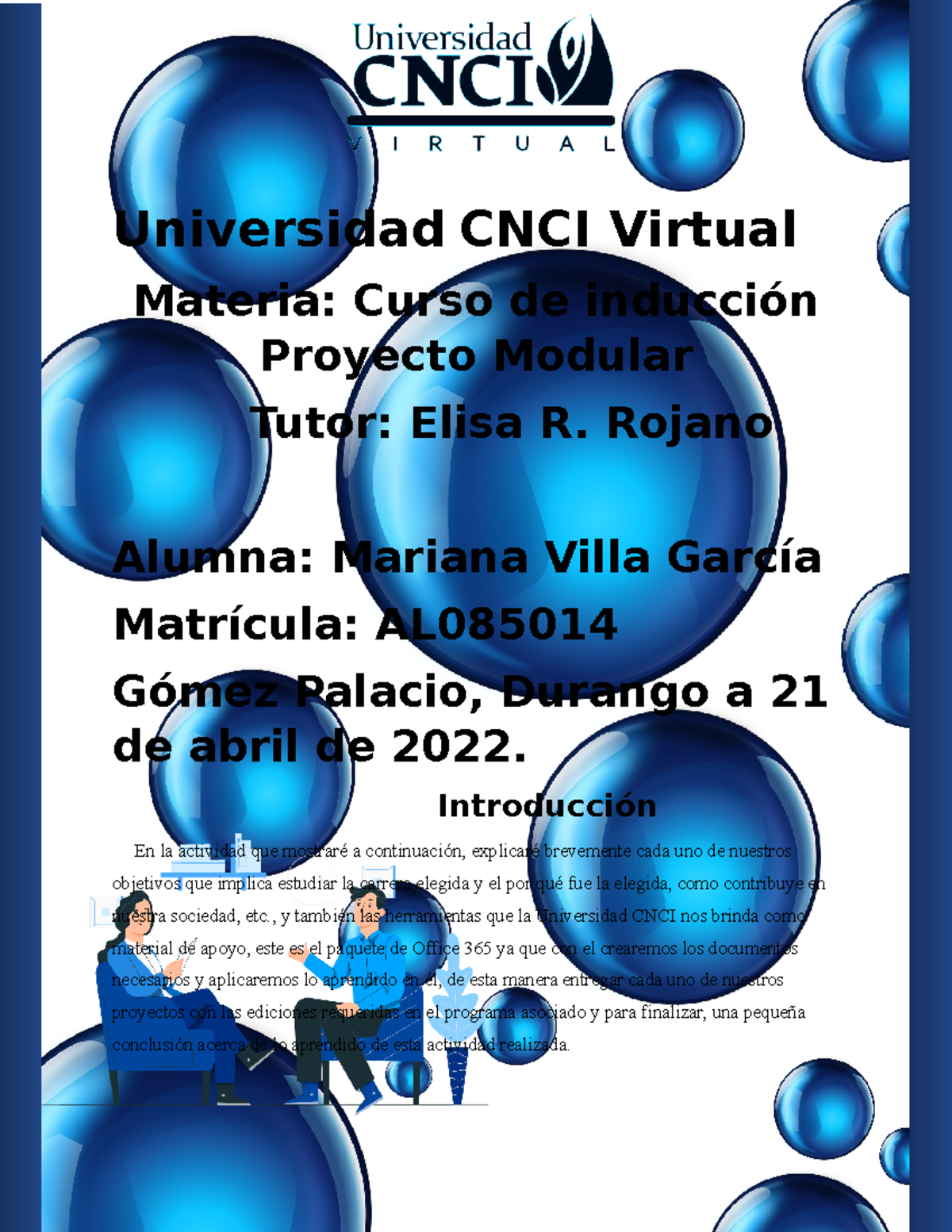 Curso de inducción-Proyecto modular - Universidad CNCI Virtual Materia: Curso de inducción ...