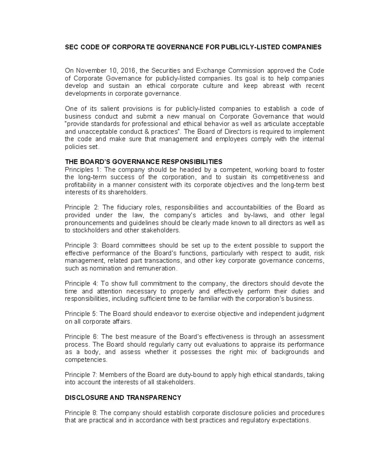 Gbermic 3 SEC CODE OF Corporate Governance - SEC CODE OF CORPORATE GOVERNANCE FOR PUBLICLY ...