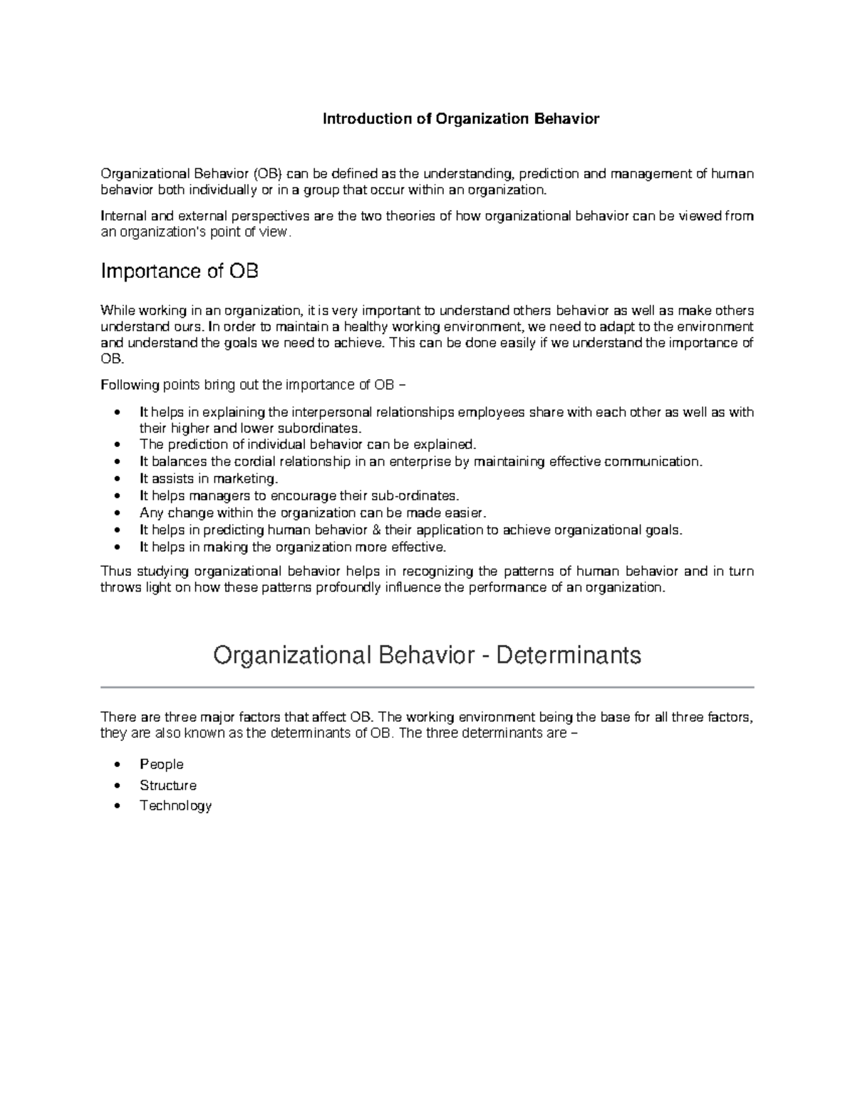 Organizational Behavior Introduction - Introduction of Organization ...