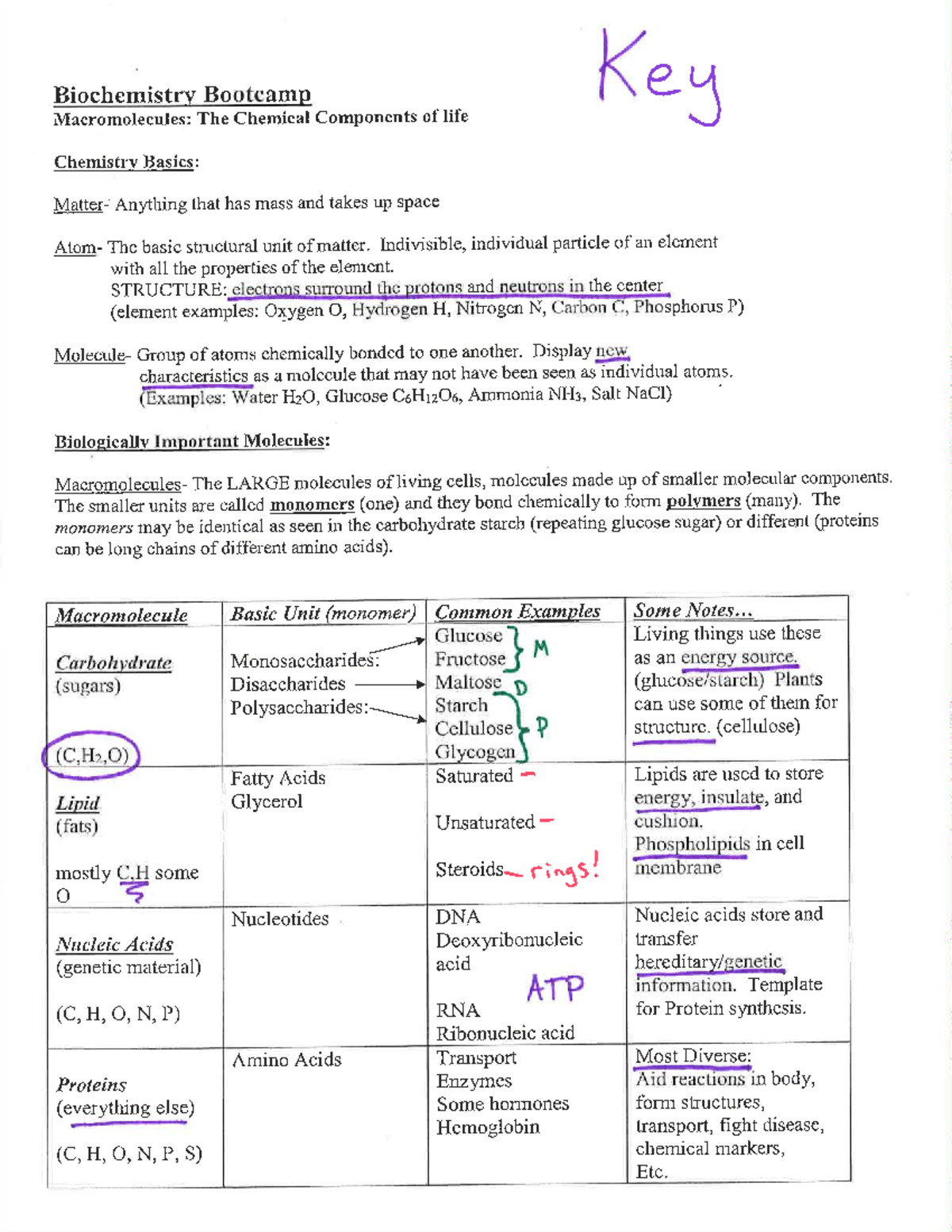 Biochemistry Practice KEY - BIO 121 - Studocu