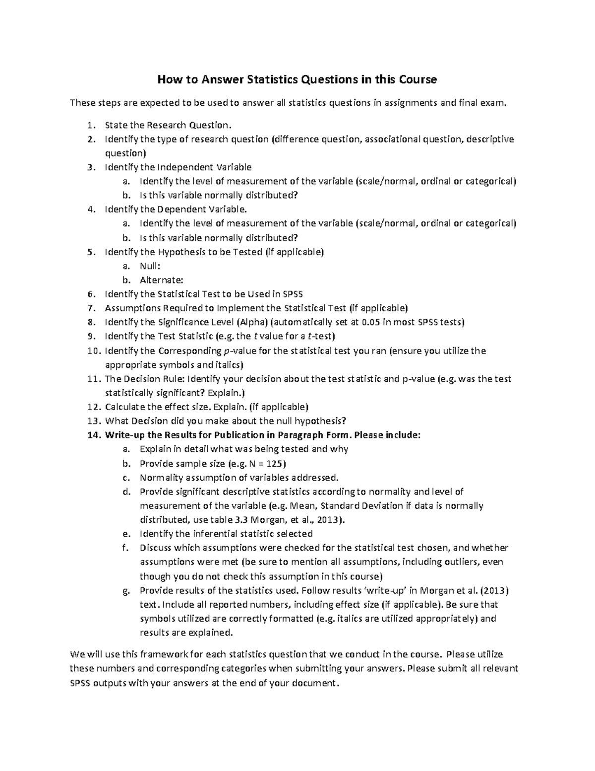 How to Answer Statistics Questions in this Course - State the Research ...