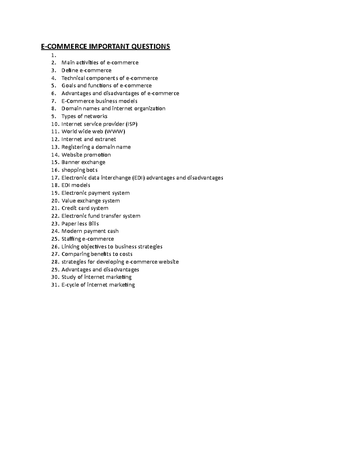 E- Commerce (BCA) Important Questions - E-COMMERCE IMPORTANT QUESTIONS ...