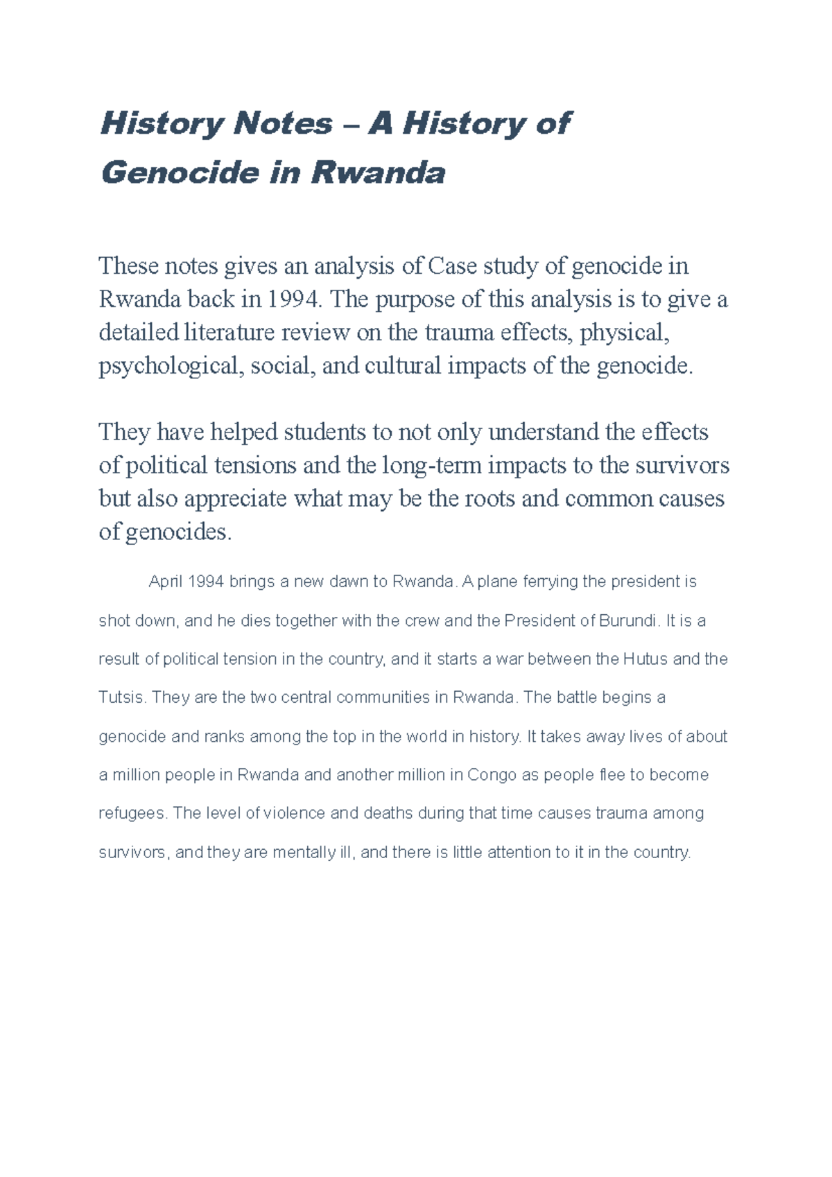 17history case study of genocide in rwanda - History Notes – A History ...