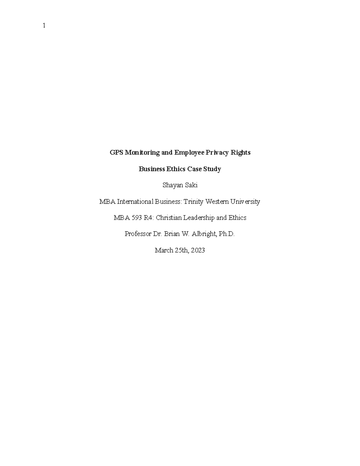 GPS Monitoring and Employee Privacy Rights - Brian W. Albright, Ph ...