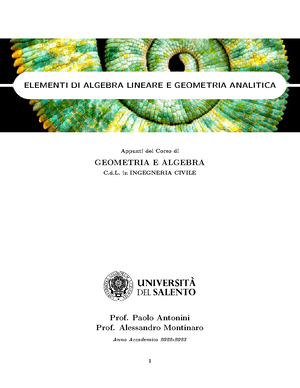 Svolgimento Prova Scritta di Geometria e Algebra del 15 - Universit`a del Salento C.d. in ...