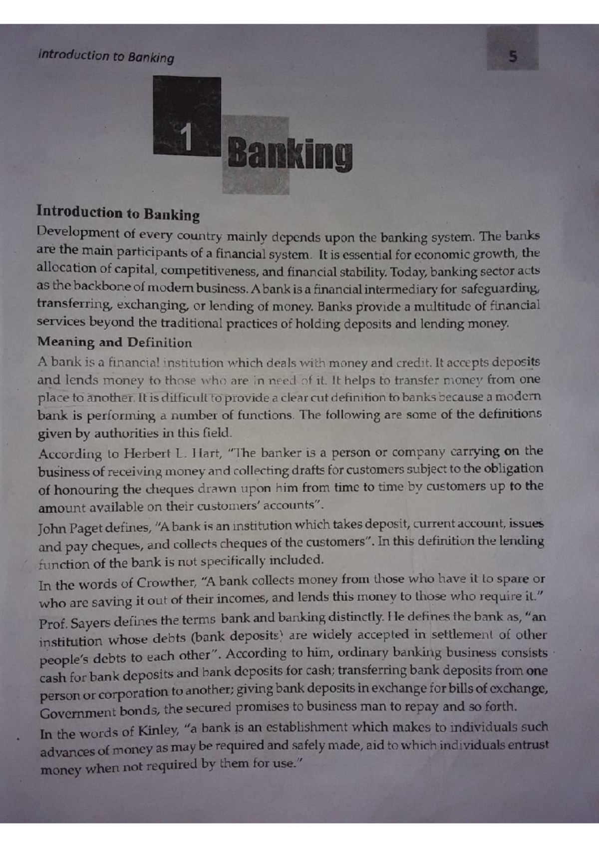 Banking Principle and Operation - chapter 1 - Studocu