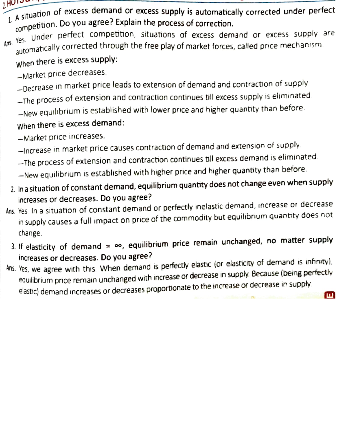 HOTS Question of market equilivrium - 2 1. A situation ituation of of ...