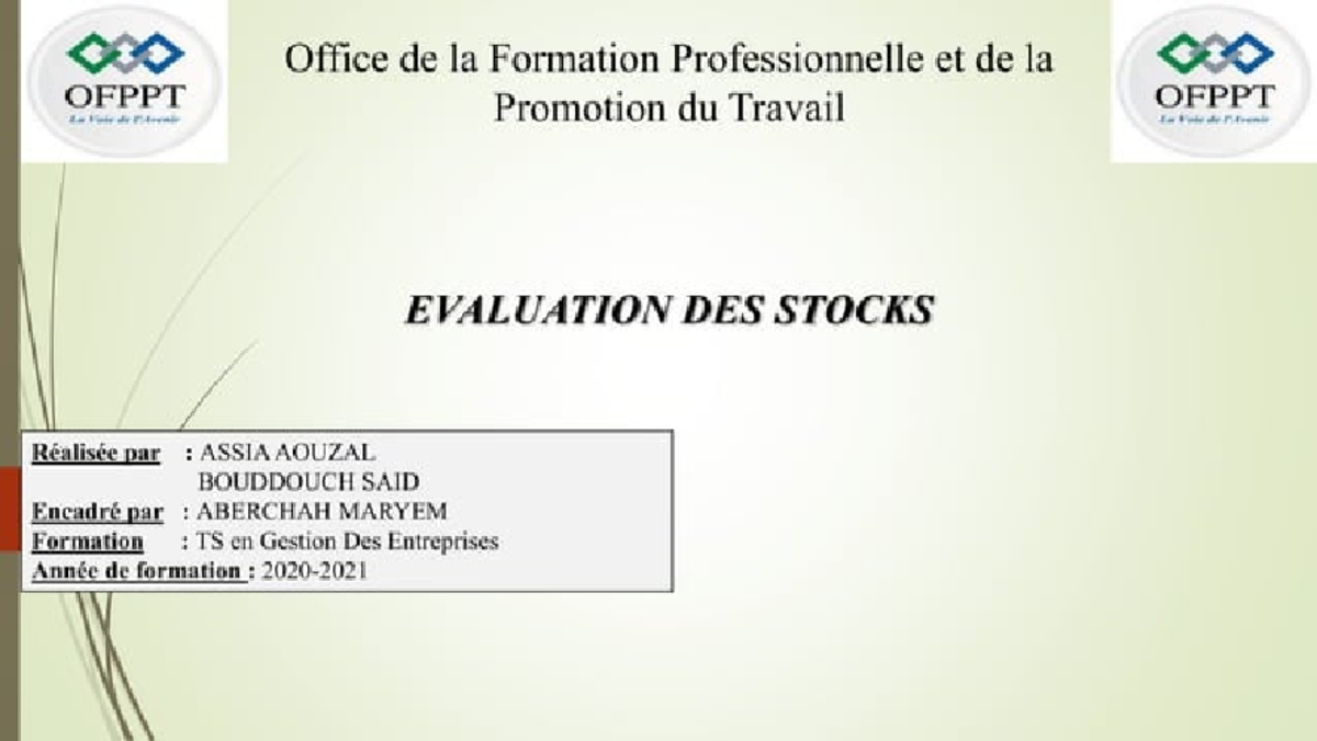 Evaluation des stocks version final ofppt 266691329 - Comptabilité ...