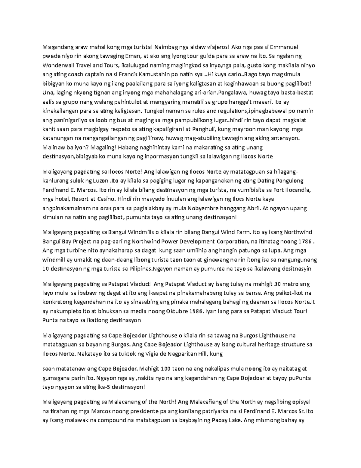 Magandang araw-WPS Office - Magandang araw mahal kong mga turista ...