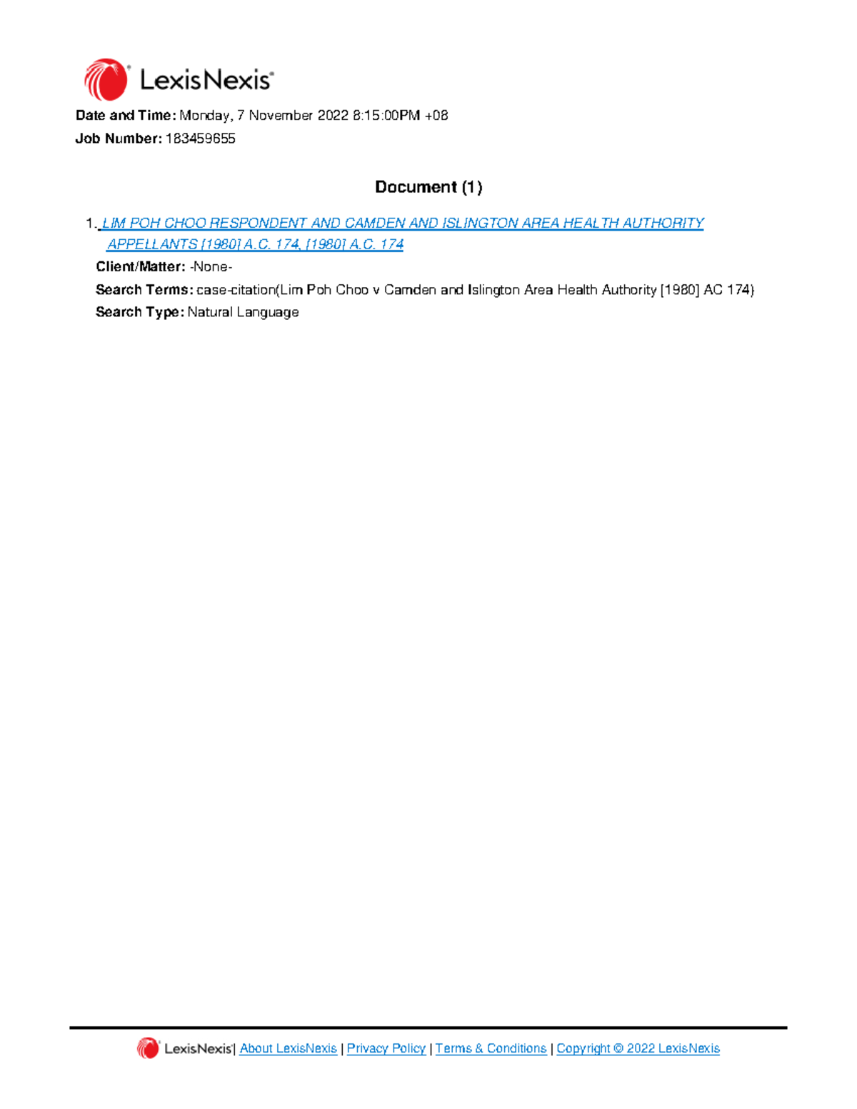 LIM POH CHOO Respondent AND Camden AND Islington AREA H - | About ...