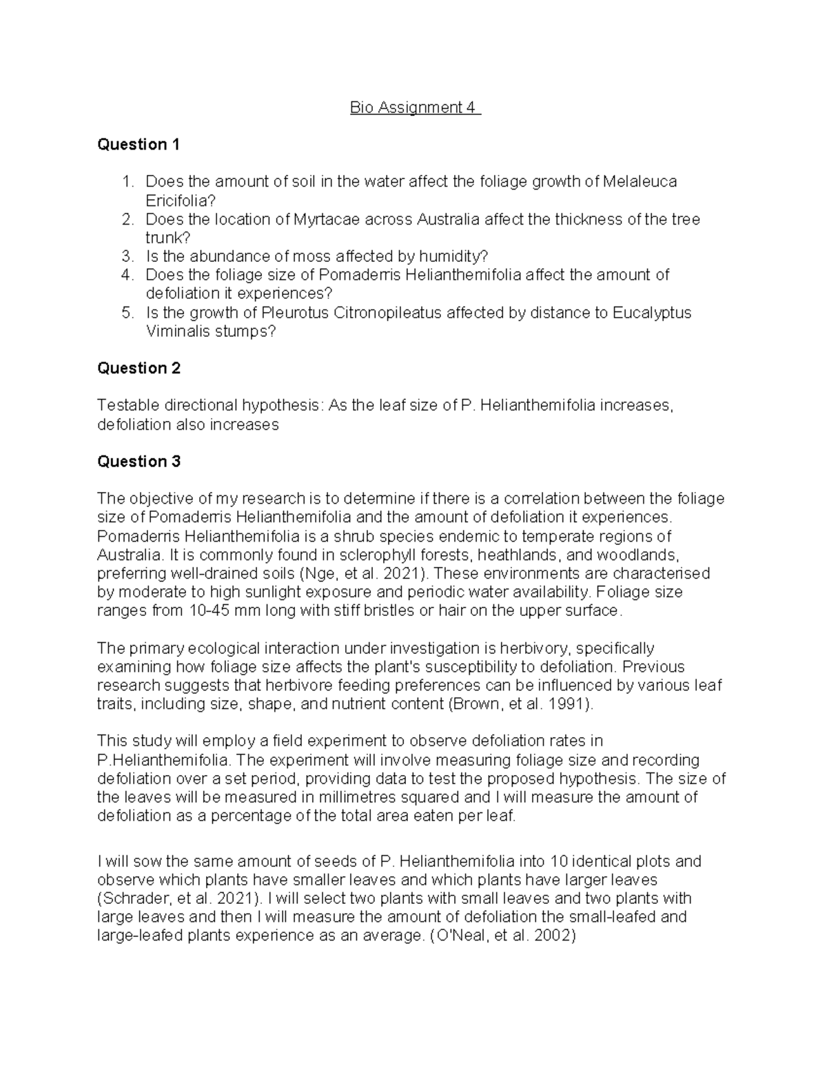 Bio Assigmment 4 - Bio Assignment 4 - Bio Assignment 4 Question 1 Does ...