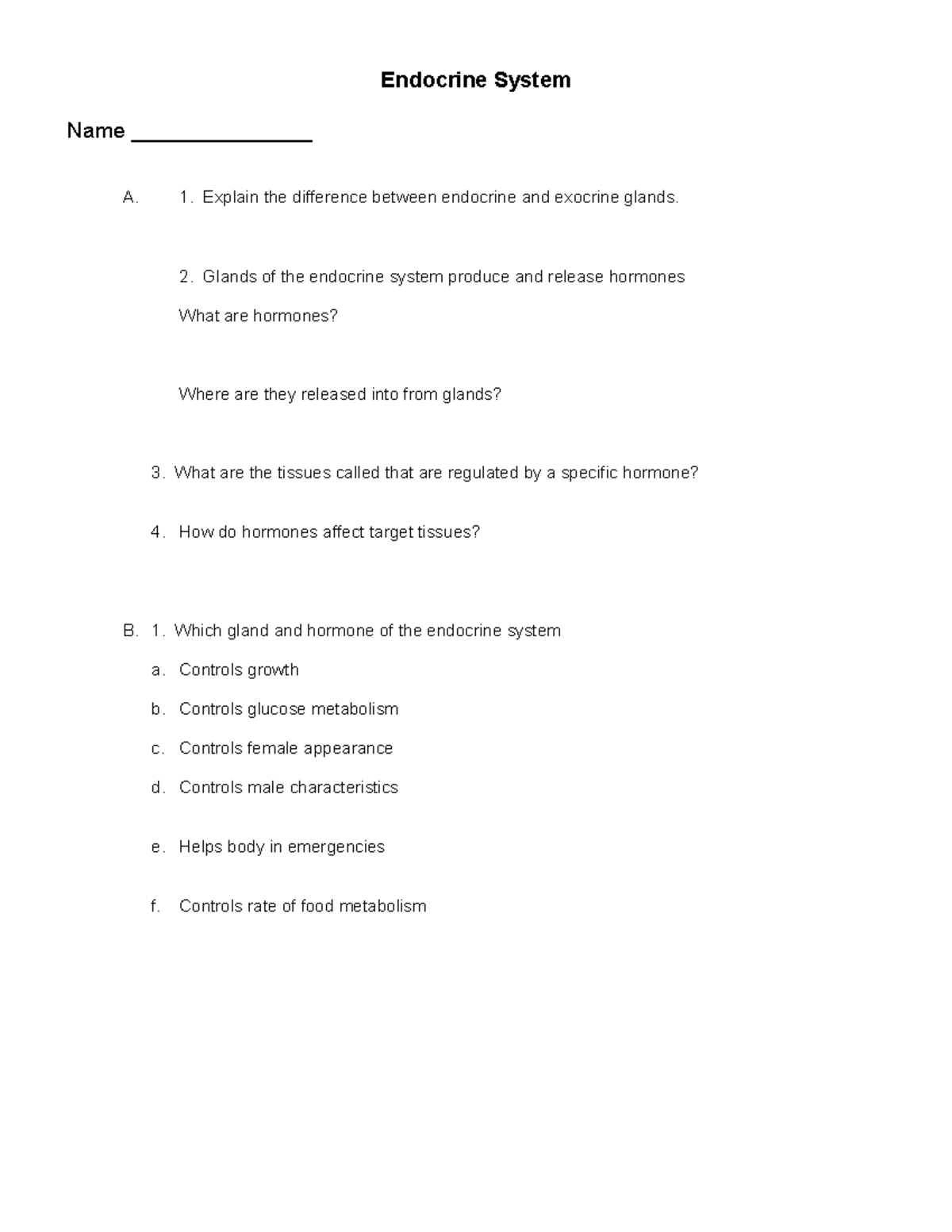 Copy of endocrine system group work-1 - Endocrine System Name ...