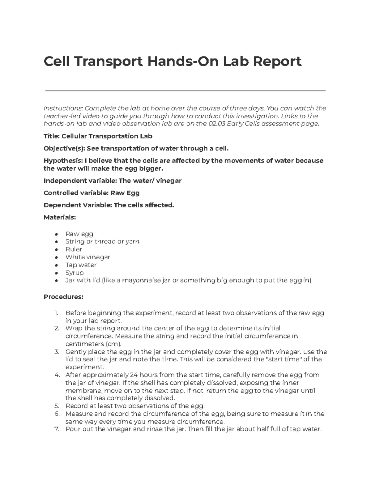 Edit 02 03 cell transport lab report - Cell Transport Hands-On Lab ...