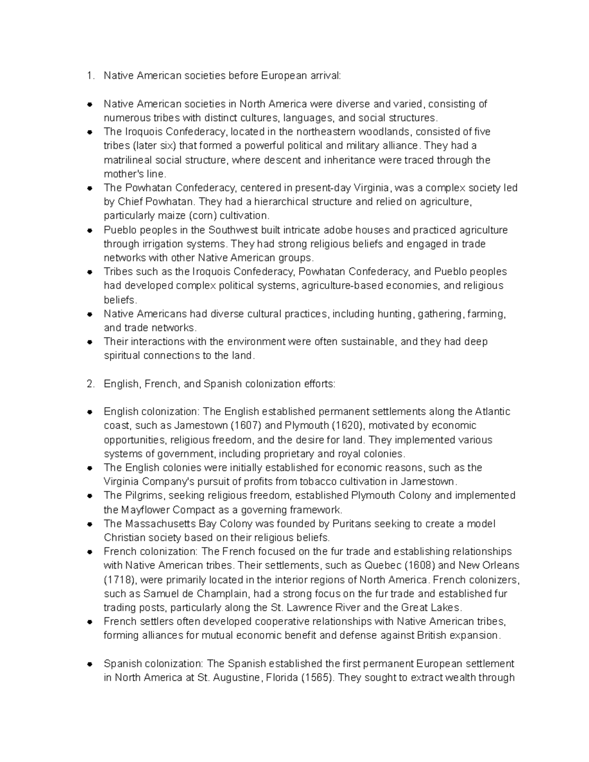 Apush UNIT 1 Notes - Native American societies before European arrival ...