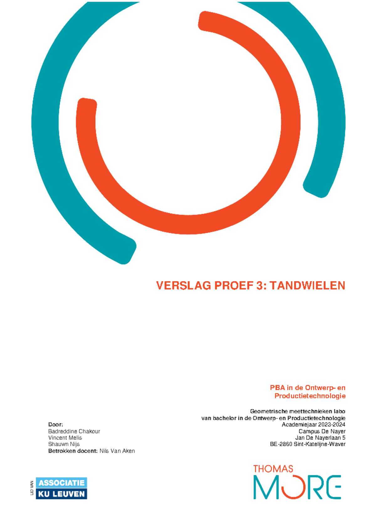 Verslag Tandwielen 3 geometrische meettechnieken - VERSLAG PROEF 3 ...