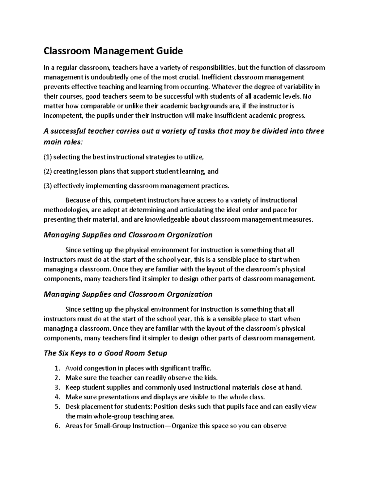 Classroom Management Guide - Inefficient classroom management prevents ...