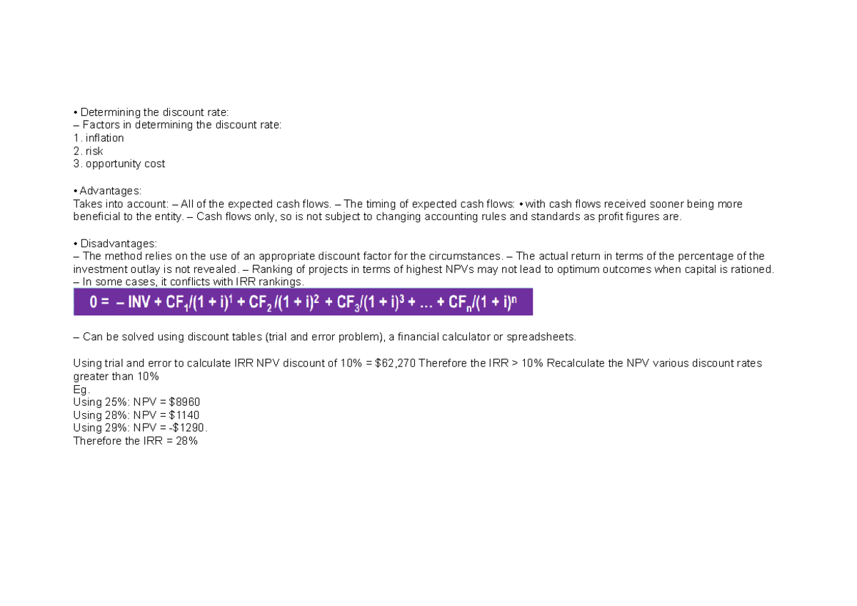 CT3 - Week 8 - Construction 3 notes 8 - Determining the discount rate ...