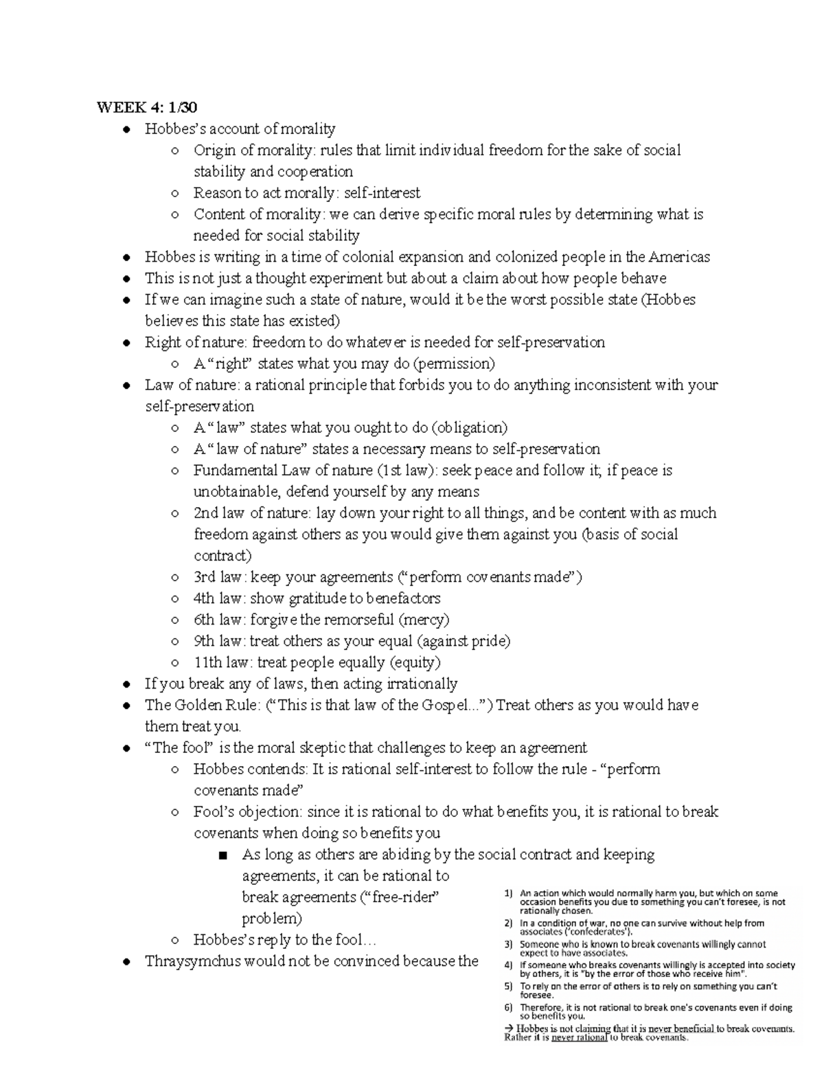 Week 4 Lecture Notes Phil Week 4 1 Hobbes S Account Of Morality Origin Of Morality Rules
