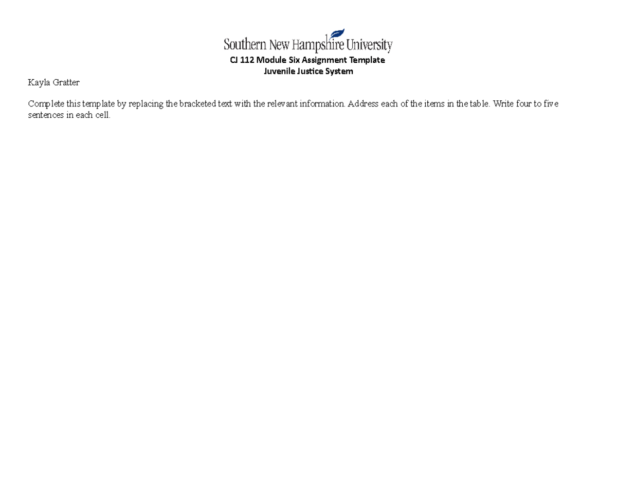 CJ112 Mod 6 Juvenile Justice System - CJ 112 Module Six Assignment ...