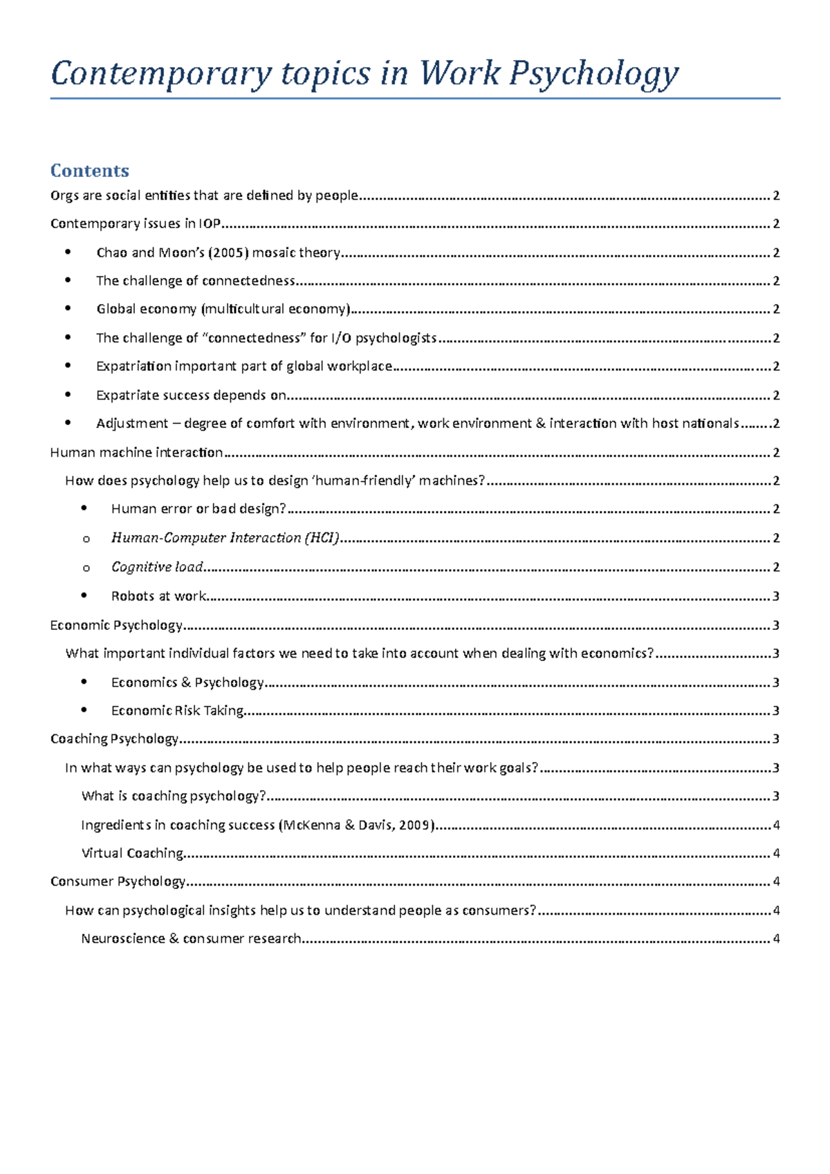 Contemporary topics in Work Psychology - Contemporary topics in Work ...