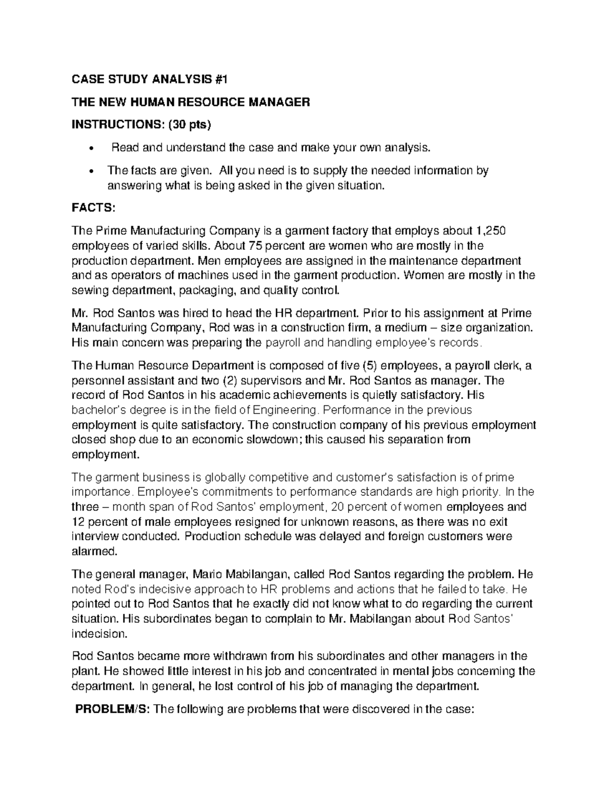 Case study analysis - CASE STUDY ANALYSIS THE NEW HUMAN RESOURCE ...