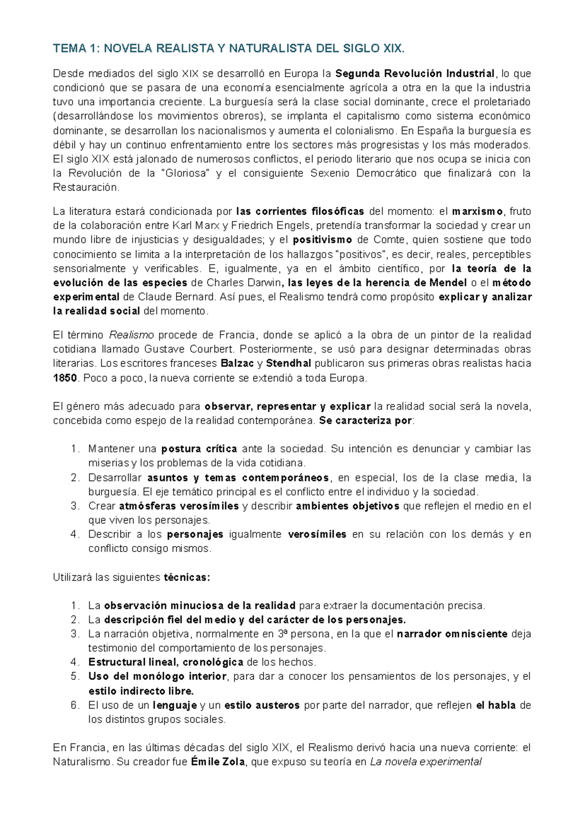 TEMA 1. Realismo Y Naturalismo - TEMA 1: NOVELA REALISTA Y NATURALISTA ...