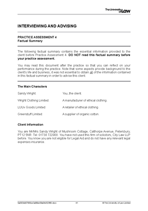 Trainee instructions - Interviewing and advising - INTERVIEWING AND ...