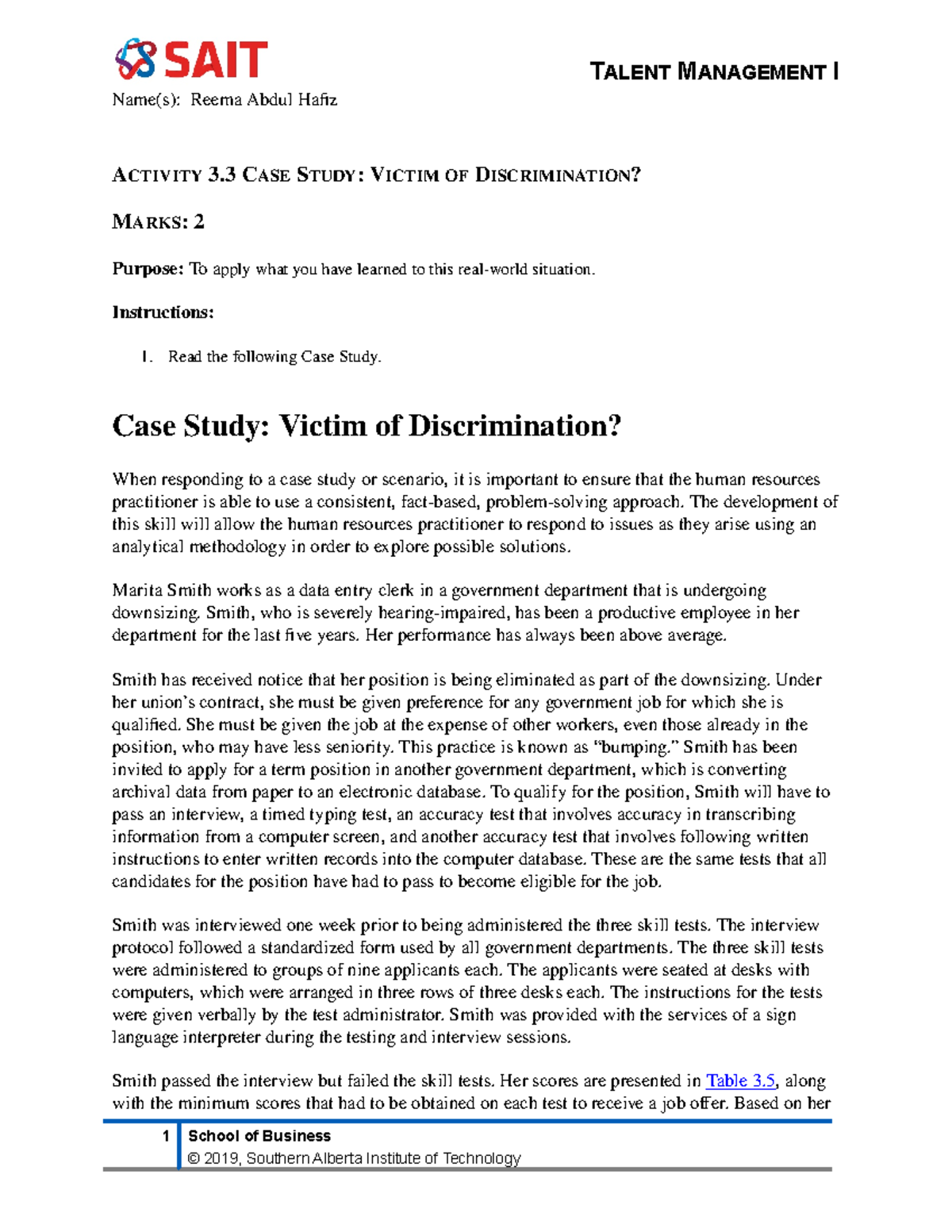 In-Class Activity 8 - Name(s): Reema Abdul Hafiz ACTIVITY 3 CASE STUDY ...