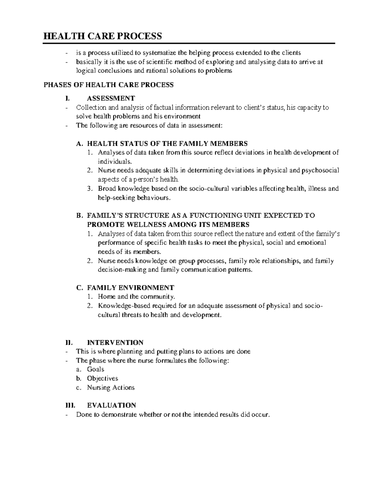 Health Care Process - HEALTH CARE PROCESS is a process utilized to ...