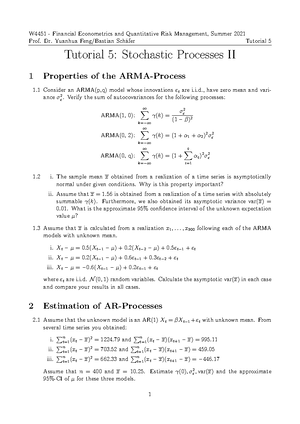 W4451 - Tutorial 3 - Sommersemester - W4451 - Financial Econometrics ...