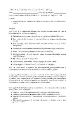 Module 2.1 - ENGL 101 - Communication and Globalization - Module 2 – Communication and ...