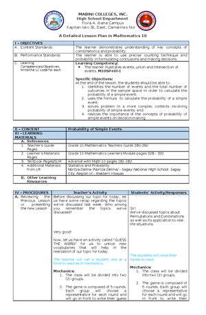 MC DLP Math10 Equation of a Circle - MABINI COLLEGES, INC. High School ...