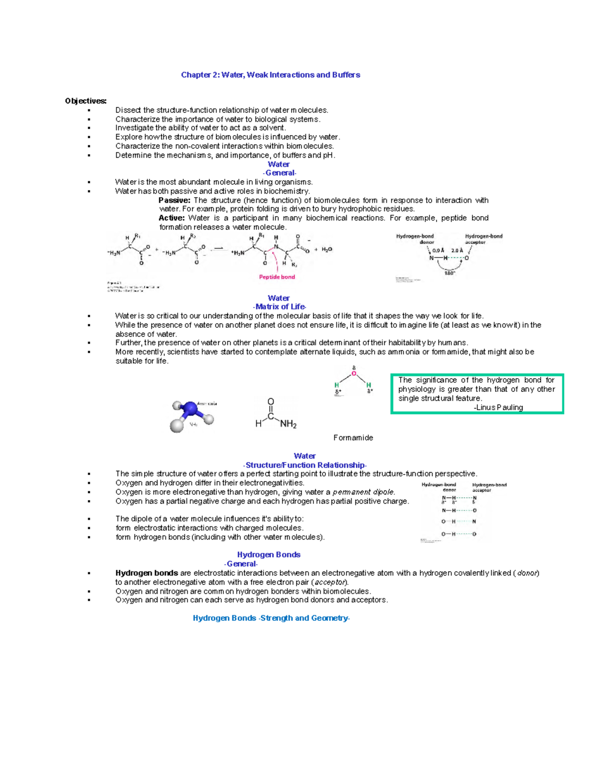 BMSC 200 Module 2 PDF - Chapter 2: Water, Weak Interactions and Buffers ...