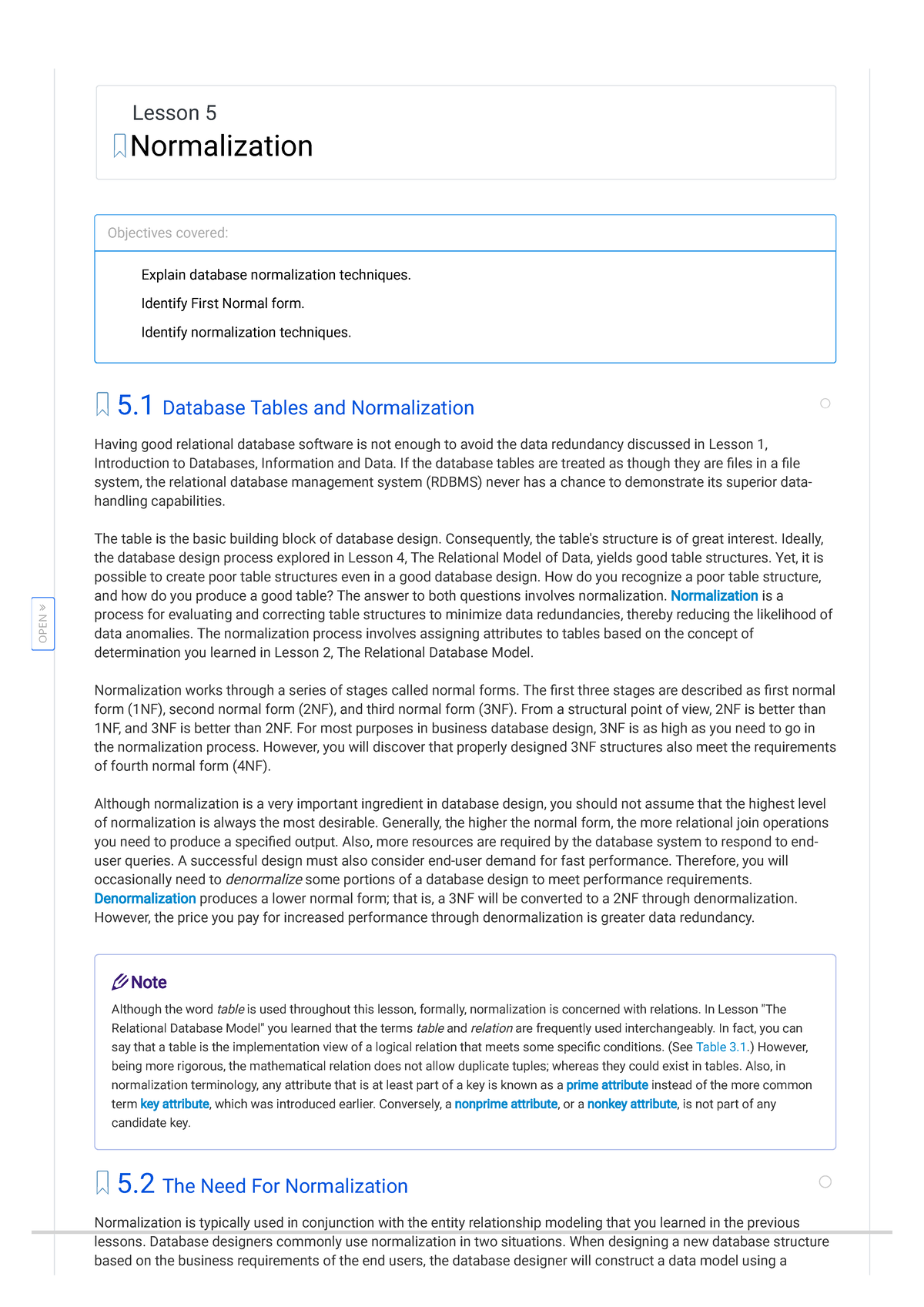 Lesson 5 Normalization -u Certify - Lesson 5 Normalization Objectives ...