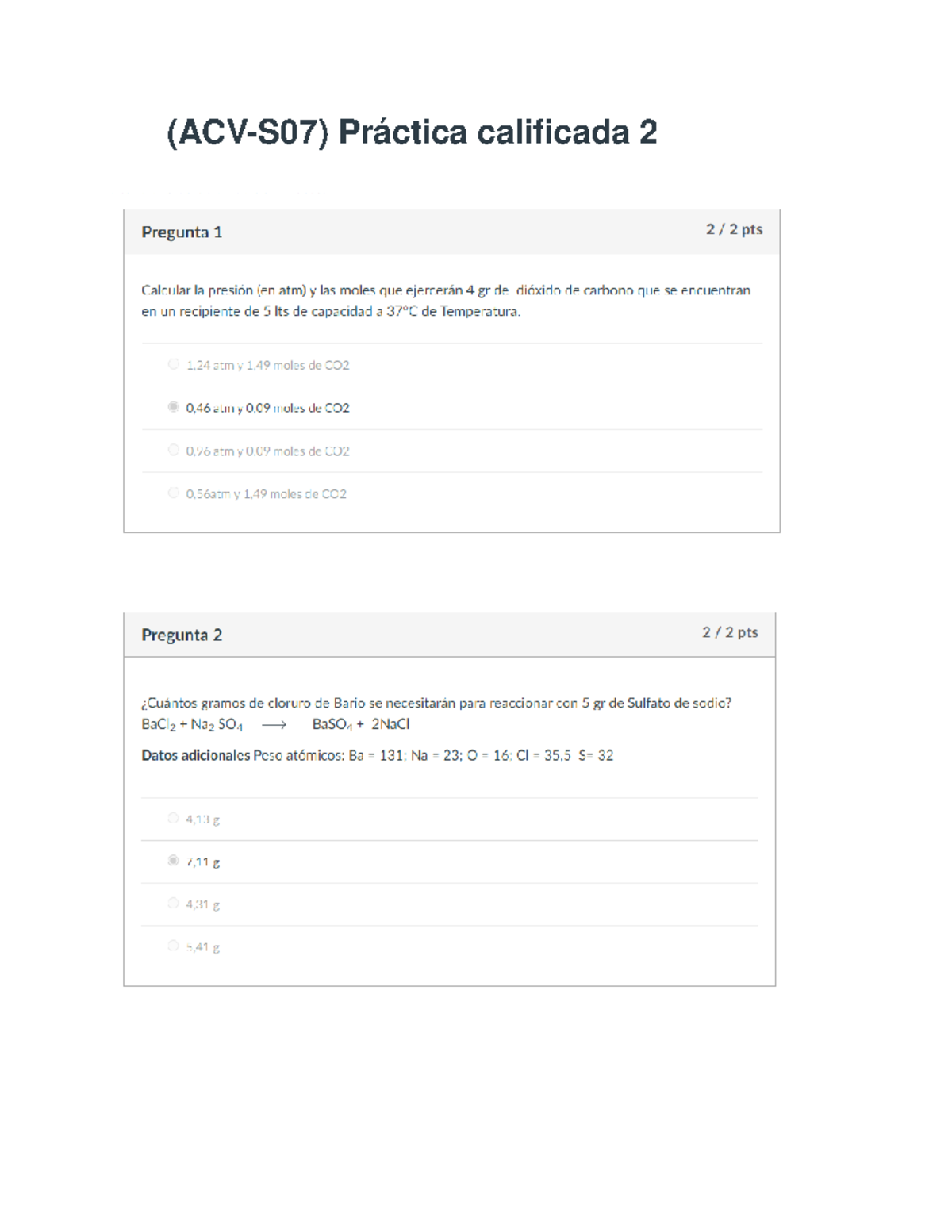 (ACV-S07) Práctica calificada 2 - Química General - (ACV-S07) Práctica calificada - Studocu