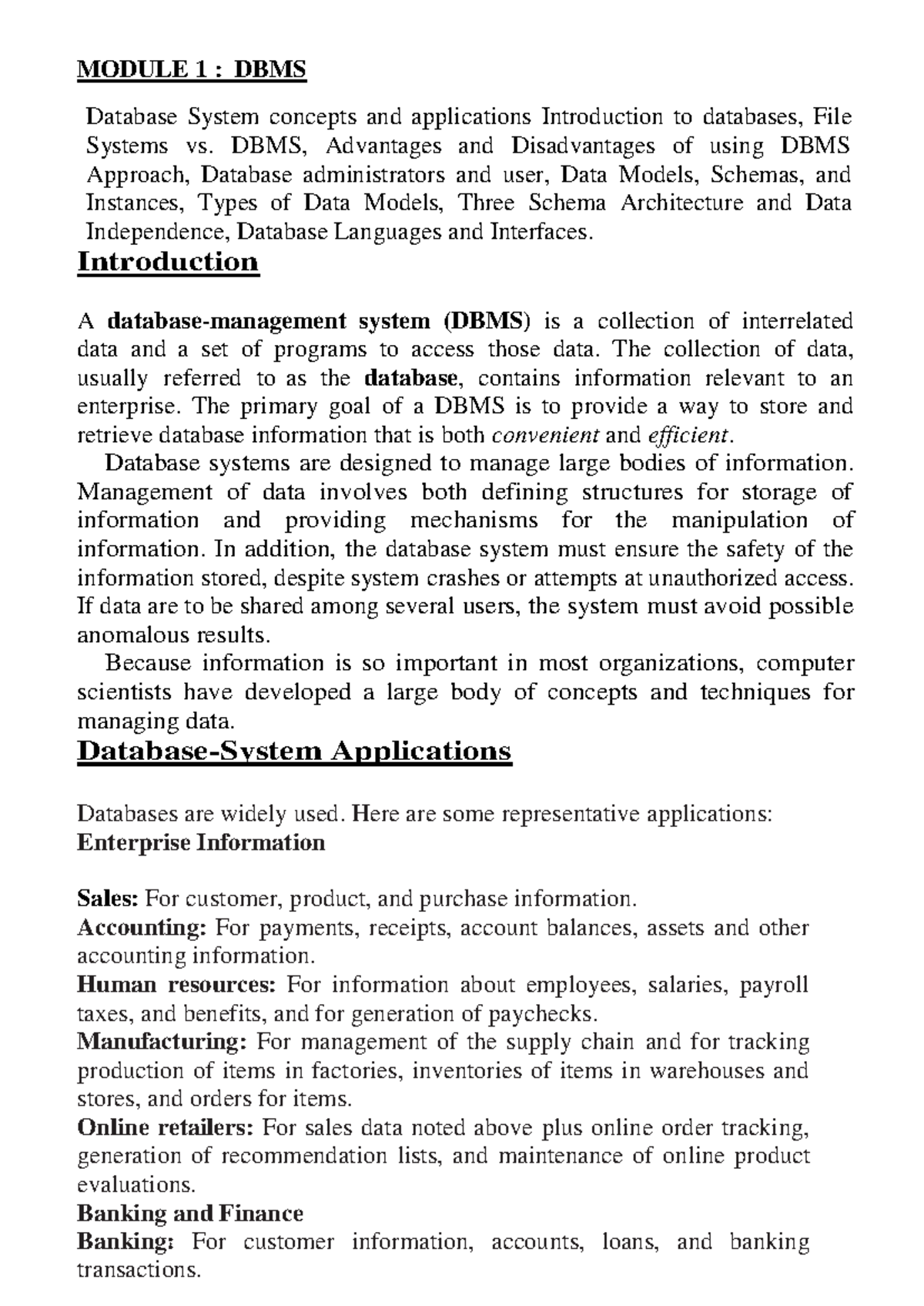 Module I Dbms Dbms Notes Module 1 Dbms Database System Concepts 8395