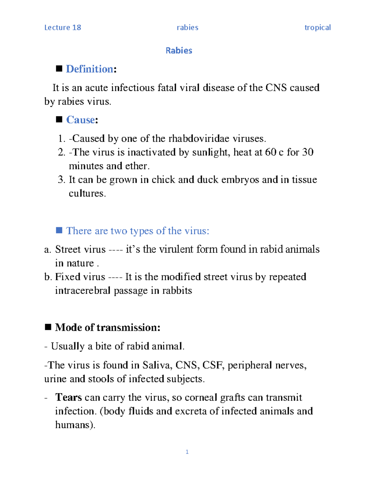 Rabies - Rabies Definition: It is an acute infectious fatal viral ...