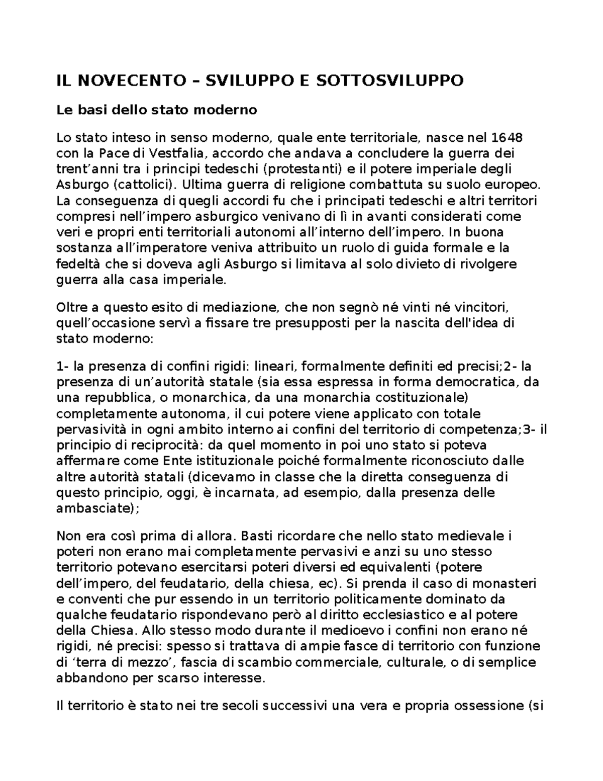 Geo - aaaa - IL NOVECENTO – SVILUPPO E SOTTOSVILUPPO Le basi dello ...